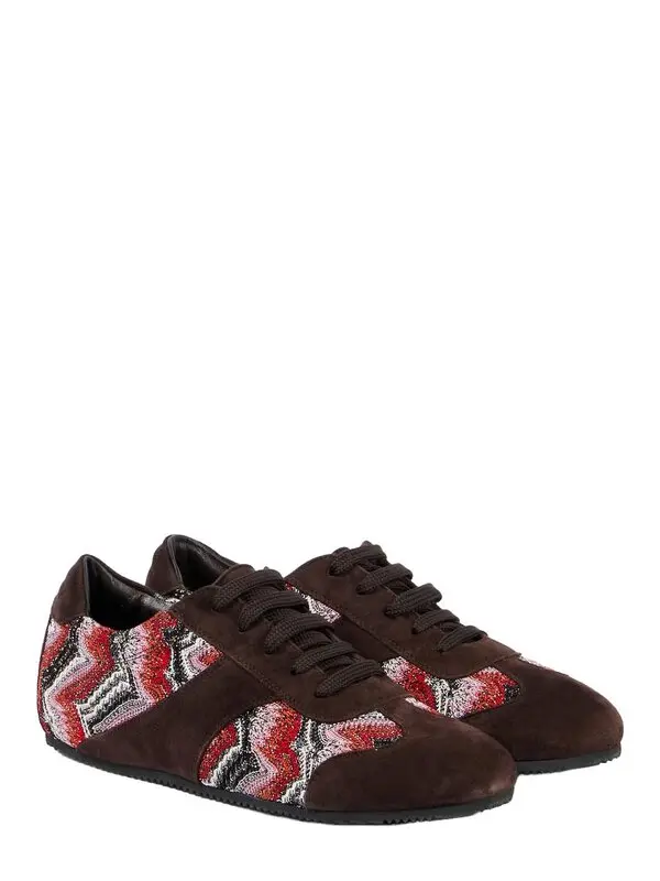 Missoni Lamé-trimmed Suede Sneakers - Brown