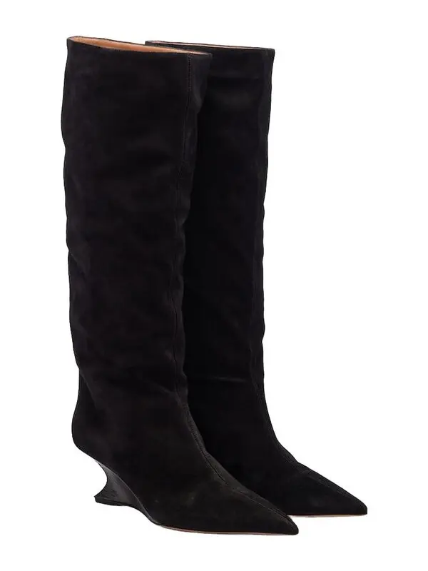 Paris Texas Nina 50 Suede Knee-high Boots - Black