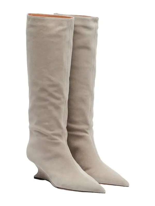 Paris Texas Nina 50 Suede Knee-high Boots - Grey