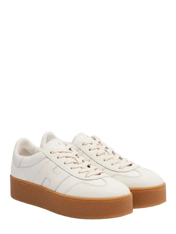 Hogan H681 Leather Platform Sneakers - White