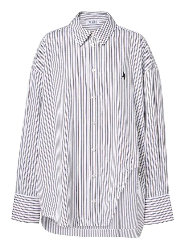 Attico Striped Cotton Poplin Shirt - White