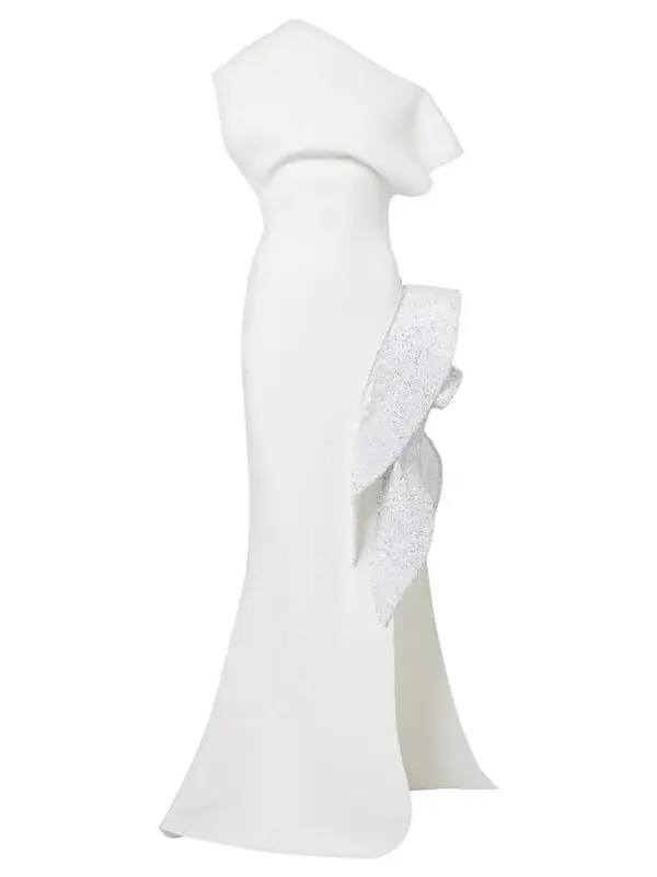 Maticevski Wishing Ruffled Asymmetric Gown - White