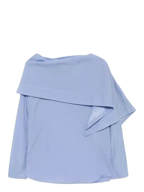JNBY Cotton Long-sleeved Top With Scarf - Blue