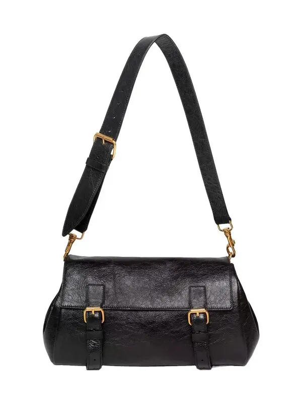 Dries Van Noten Buckle-fastening Leather Shoulder Bag - Black