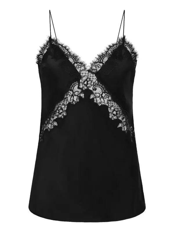 Rebecca Vallance Lace-insert Satin Vest - Black