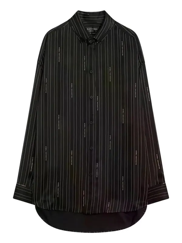 Balenciaga Pinstripe Logo Shirt - Black