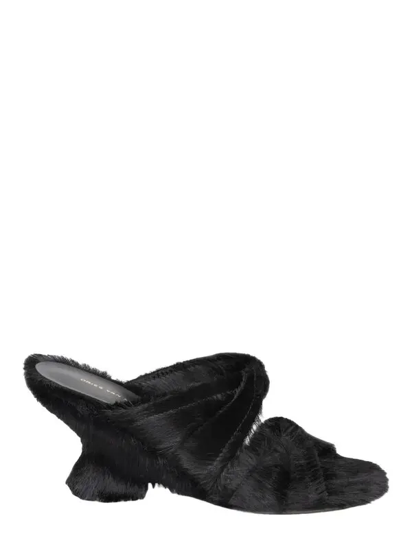 Dries Van Noten 75mm Pony-hair Sculpted-heel Sandals - Black
