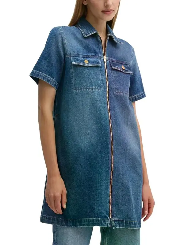 A.p.c. Zip-front Denim Mini Dress - Blue
