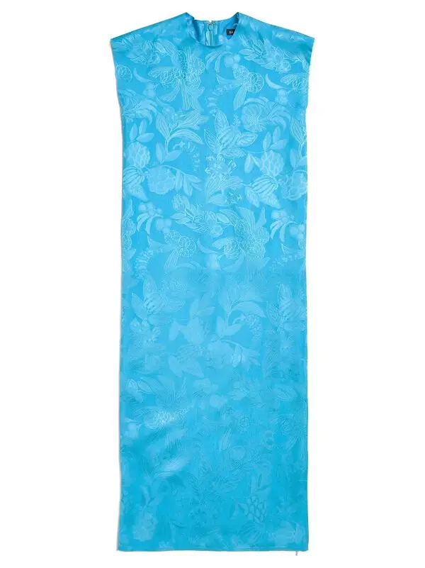 Balenciaga Sleeveless Floral Jacquard Mini Dress - Blue