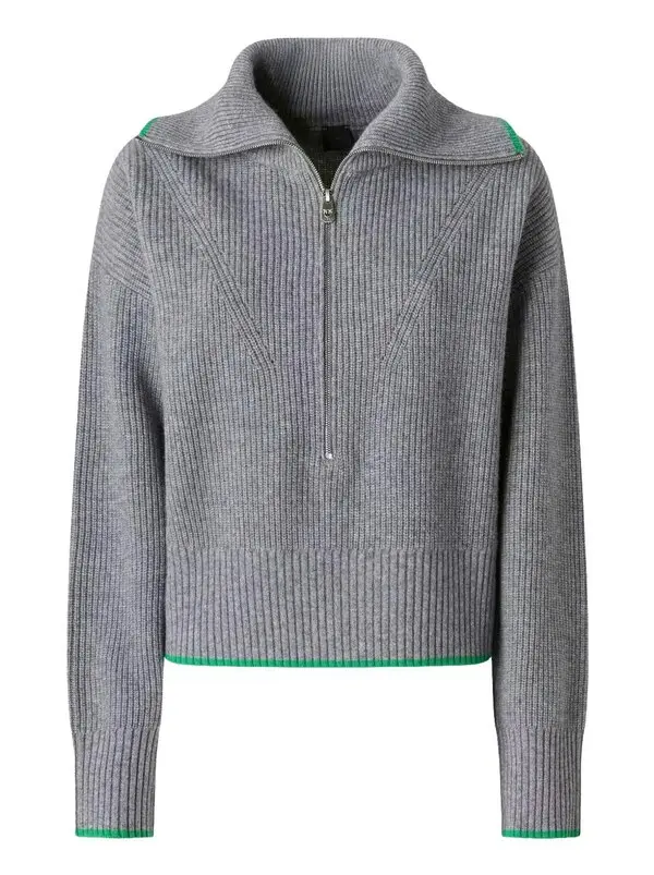 Pinko Ribbed Zip-up Sweater - Grey