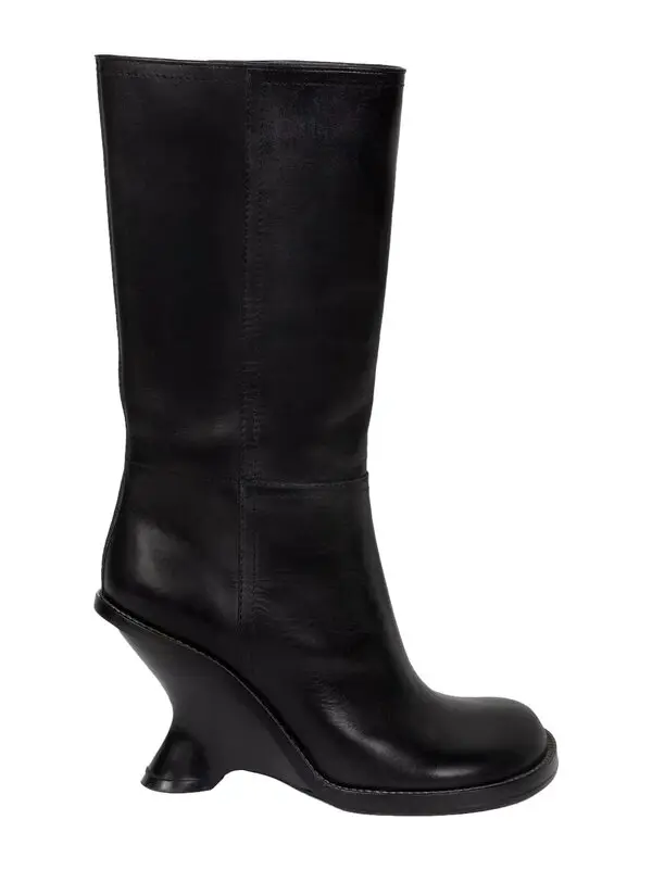 Dries Van Noten 90mm Leather Wedge Boots - Black