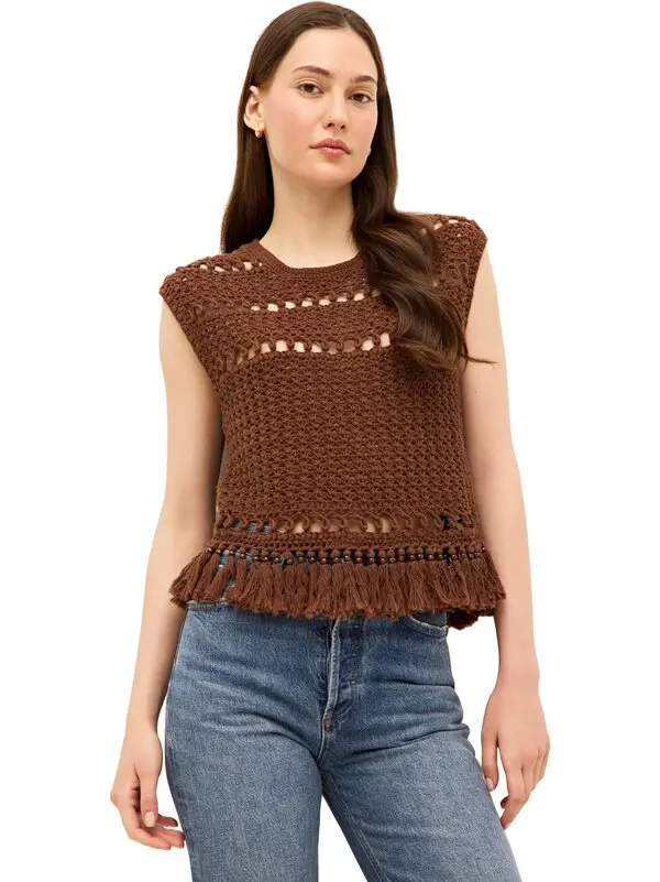 MARIE OLIVER Mira Crochet Top With Tassel And Bead Detail - Isles