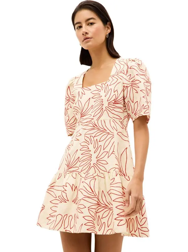 MARIE OLIVER Temma Embroidered Linen Dress - Tigerlily