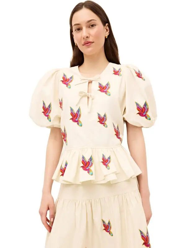 MARIE OLIVER Estella Embroidered Top - Flock