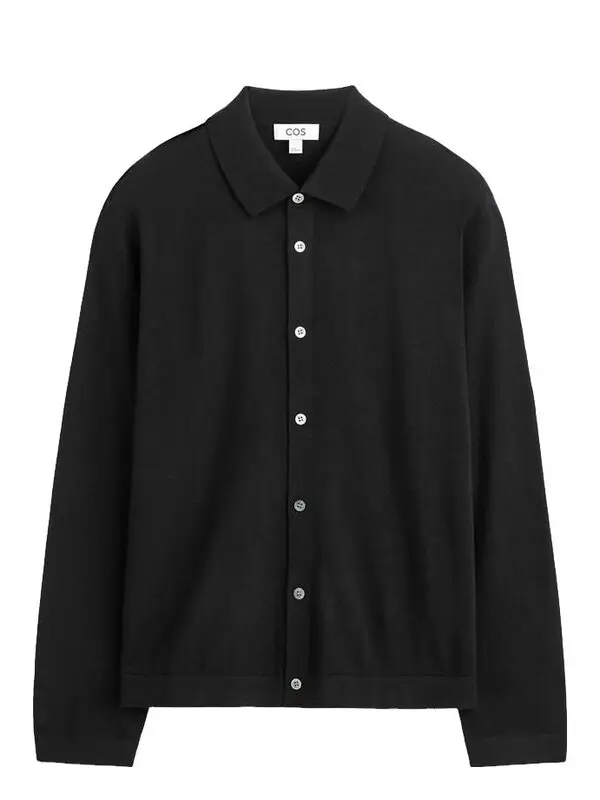 Cos Knitted Merino Wool Shirt - Black