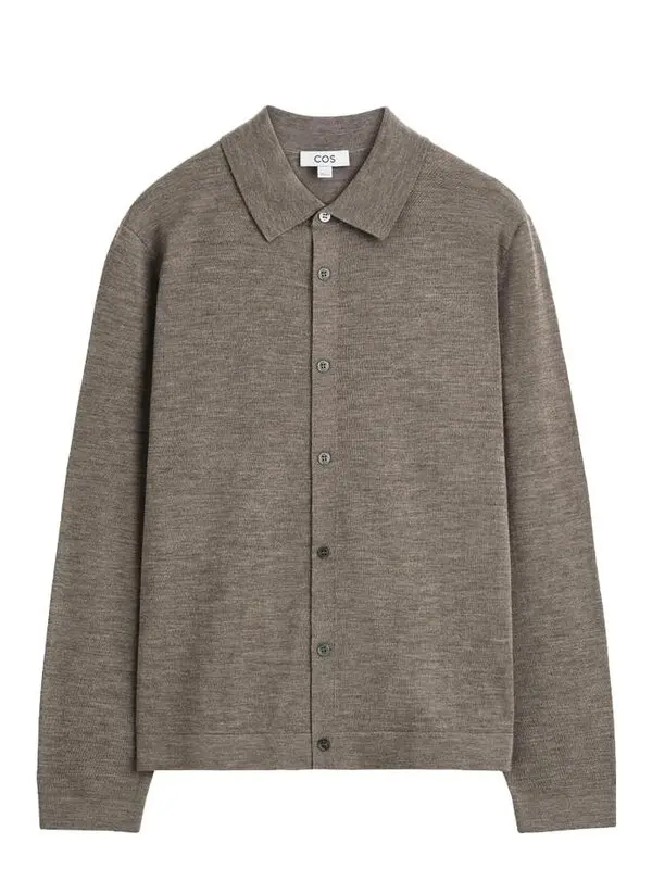 Cos Knitted Merino Wool Shirt - Brown