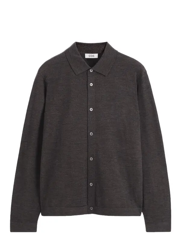 Cos Knitted Merino Wool Shirt - Brown