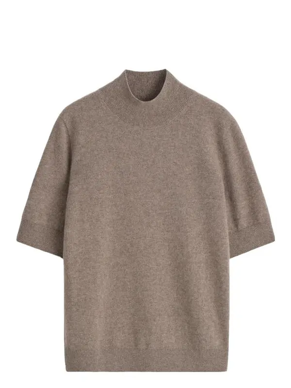 Cos Cashmere Mock-neck T-shirt - Beige