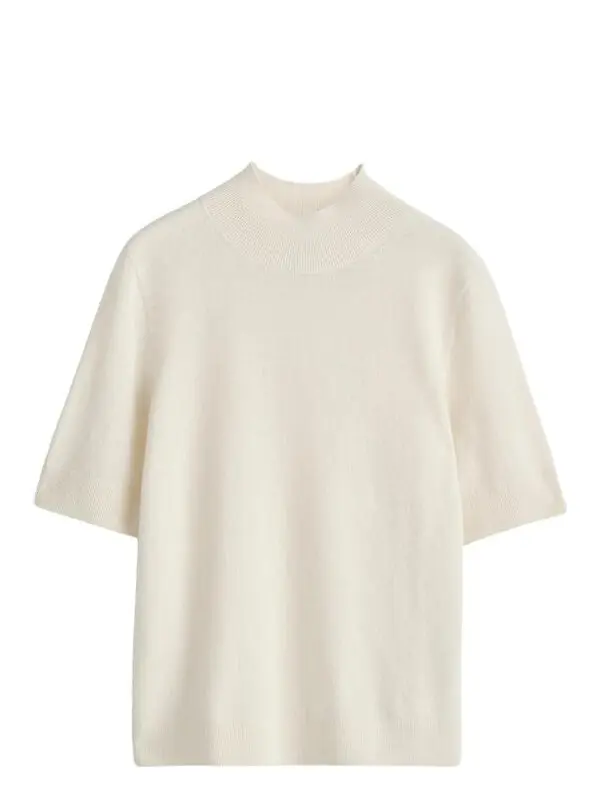 Cos Cashmere Mock-neck T-shirt - White