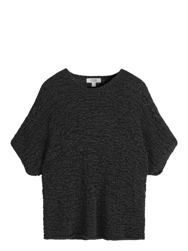 Cos Textured Open-knit Top - Black