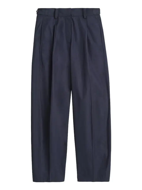 Cos Pleated Barrel-leg Trousers - Navy