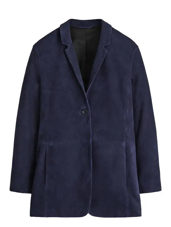 Cos Suede Single-breasted Blazer - Blue