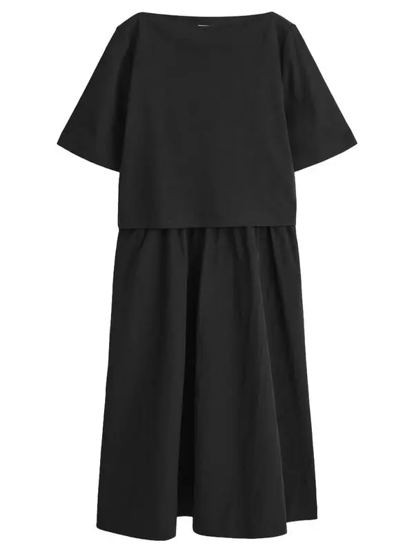 Cos Layered Boat-neck Midi Dress - Black