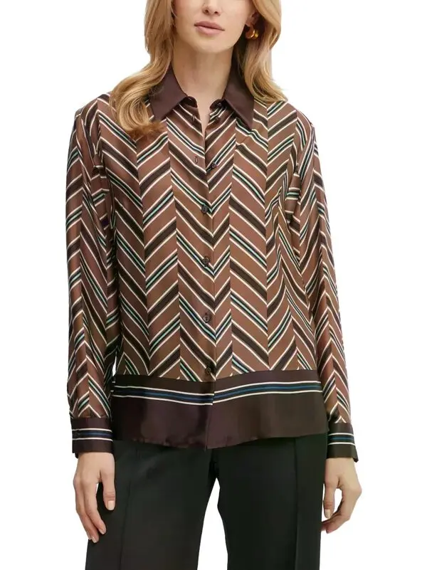 Luisa Spagnoli Geometric-pattern Collared Shirt - Brown