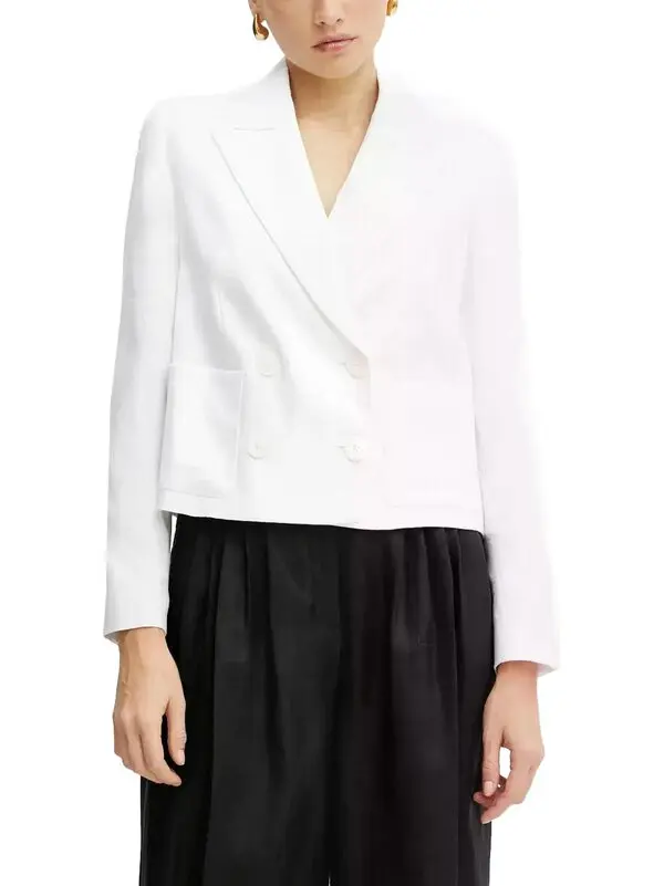 Luisa Spagnoli Double-breasted Cropped Jacket - White