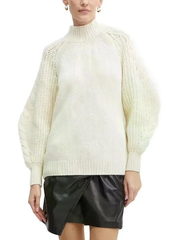 Luisa Spagnoli Cable-knit Balloon-sleeve Sweater - White