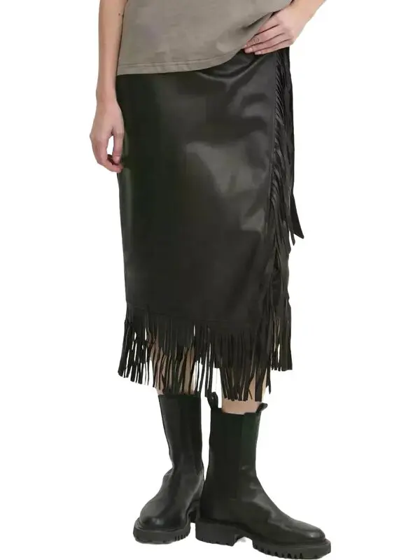 NEVER FULLY DRESSED Fringe-trim Wrap Skirt - Black