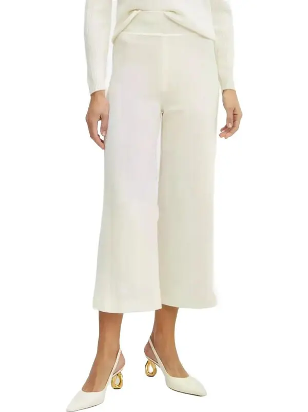 Luisa Spagnoli Ribbed Wide-leg Trousers - White