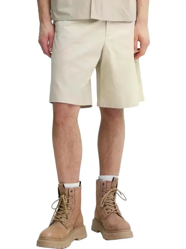 HELIOT EMIL Welt-pockets Flat-front Shorts - Neutrals