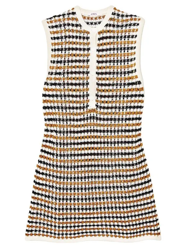 ERES Tempo Inedite Striped Crocheted Cotton-blend Mini Dress - Yellow