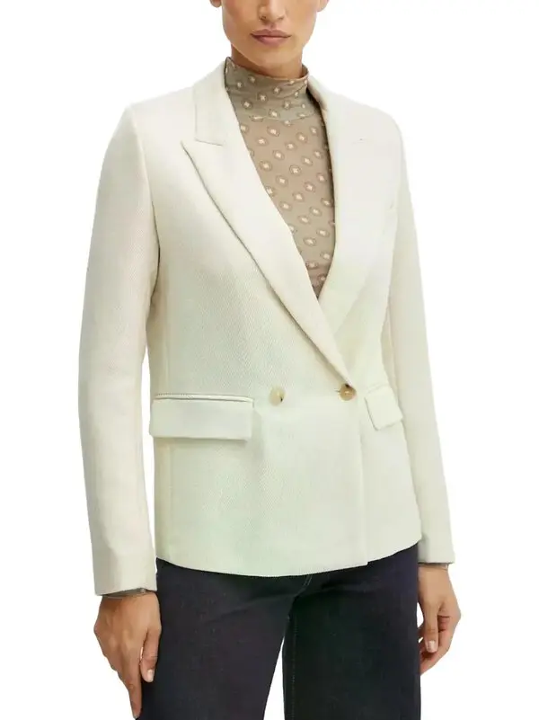 FORTE_FORTE Double-breasted Twill Blazer - Neutrals