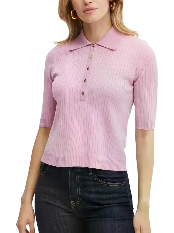 Luisa Spagnoli Ribbed Polo Top - Pink