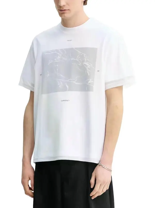 HELIOT EMIL Marl Graphic-print Layered T-shirt - White
