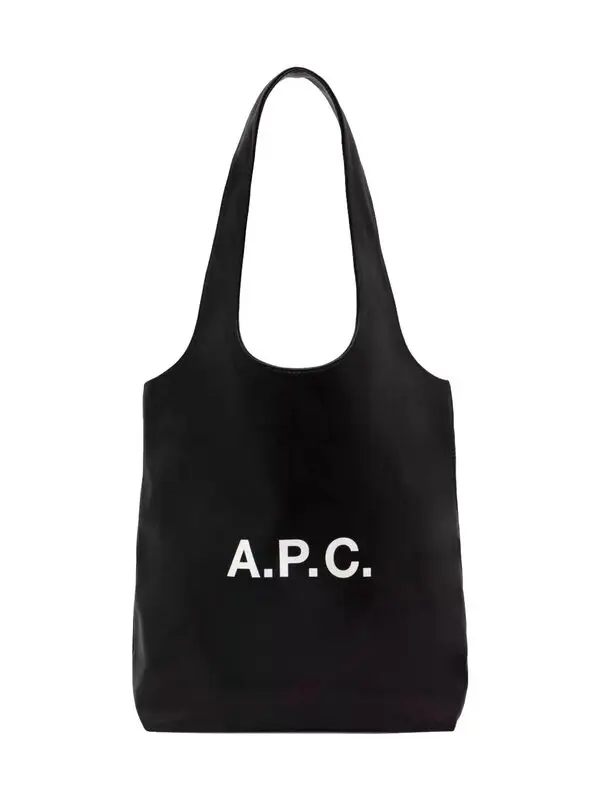 A.p.c. Logo-plaque Leather Tote - Black