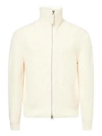 TOM FORD Roll-neck Zip-through Wool Cardigan - White