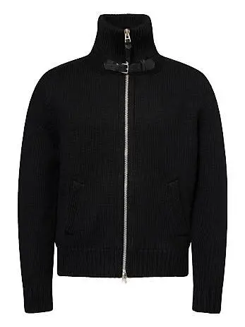 TOM FORD Buckle Zip-through Wool Cardigan - Black