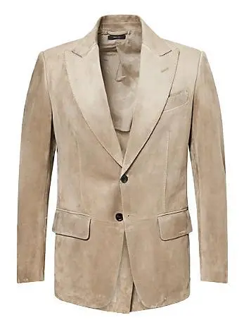 TOM FORD Peak-lapels Suede Blazer Jacket - Smoke