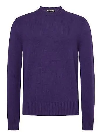 TOM FORD Crewneck Ribbed Cashmere-knit Jumper - Royal Purple