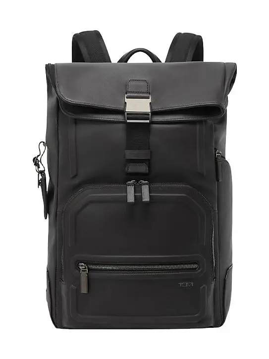 Tumi Leather Roll Top Backpack - Espresso Brown Bombe