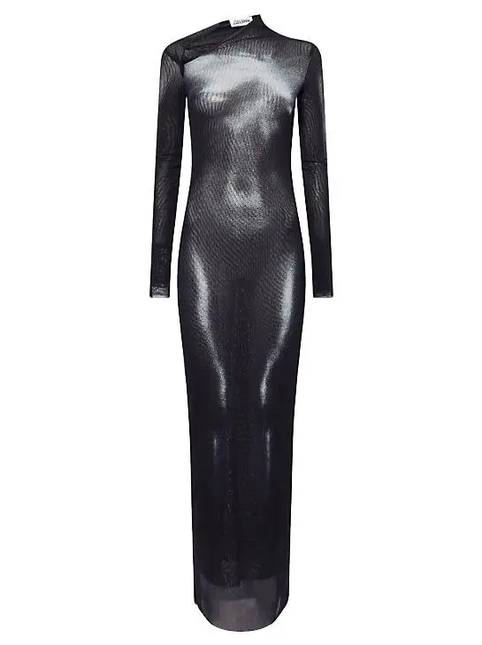 Jean Paul Gaultier Printed Woven Maxi Dress - Black Silver