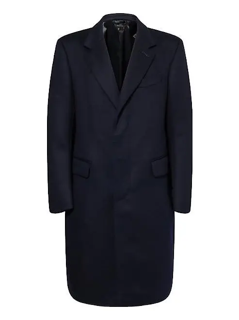 TOM FORD Notched-lapel Wool-cashmere Blend Overcoat - Midnight Blue.