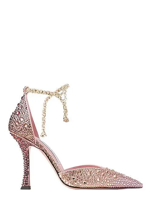 JIMMY CHOO Stevie 100 Crystal-embellished Satin Heels - Silky Blush Mix