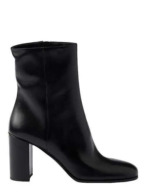 Prada Leather Heeled Ankle Boots - Black
