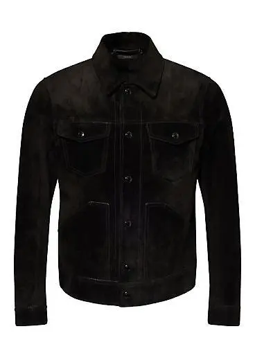 TOM FORD Western Patch-pocket Suede Jacket - Black