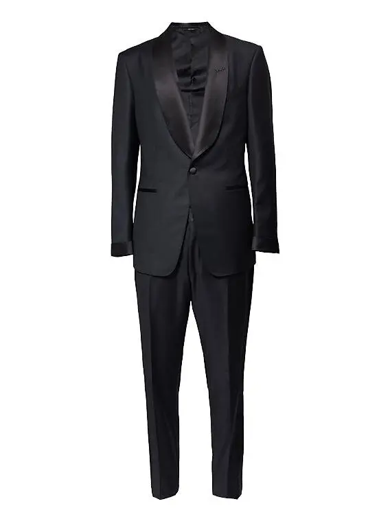 TOM FORD Shawl-lapel Tapered-leg Master Evening Wool Suit - Black