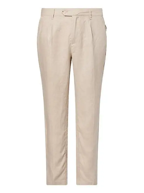 Onia Relaxed-fit Pleated Linen Trousers - Tan